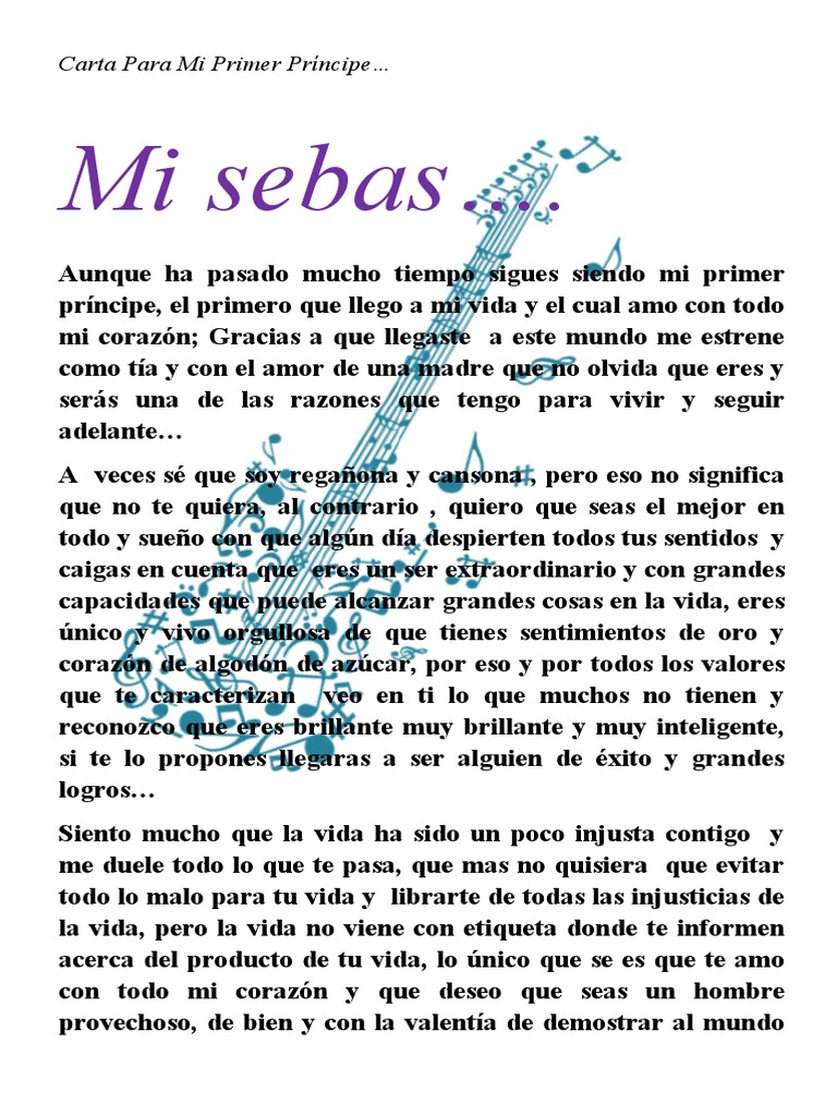 Carta para Mi Primer Principe Sebas | PDF