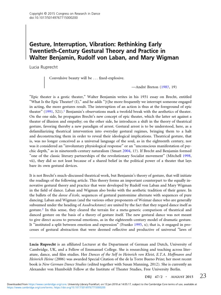 Gesture Interruption Vibration Rethinking Early Twentiethcentury ...