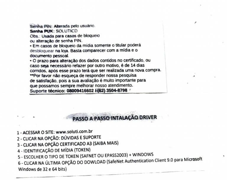 Procedimentos para Instalacao Driver Token | PDF