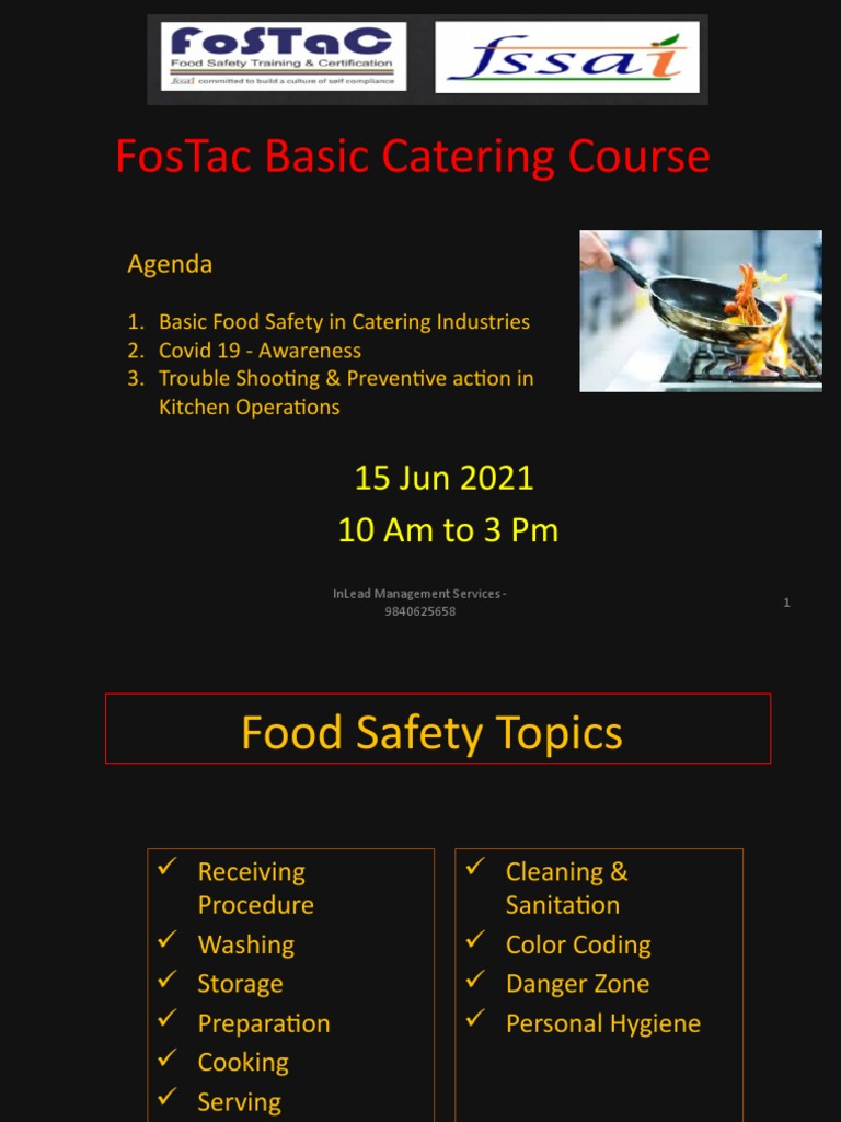 Fostac Basic Catering Course: 15 Jun 2021 10 Am To 3 PM | PDF | Business