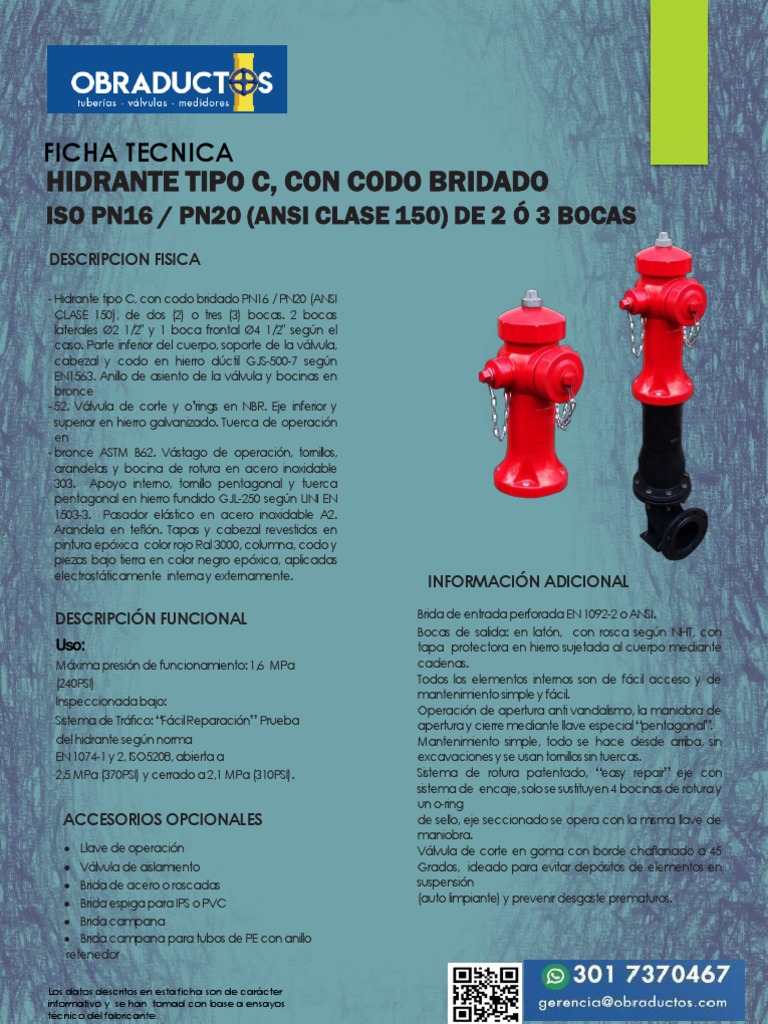 Ficha Tecnica Obraductos - Hidrante | PDF | Tornillo | Rieles