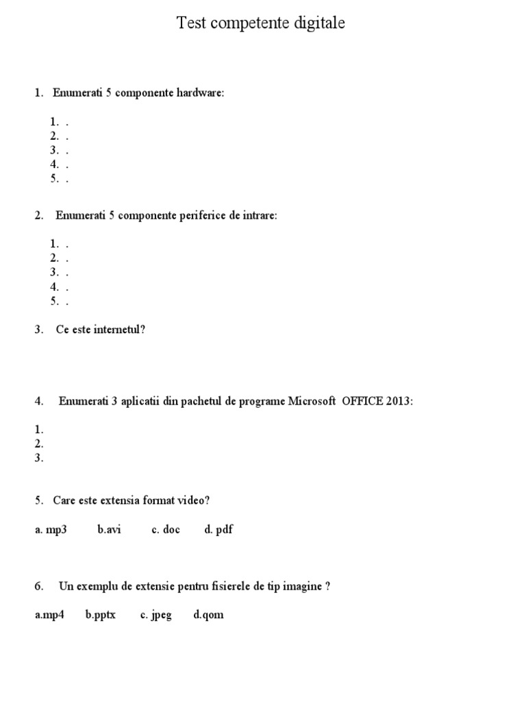 Test Competente Digitale | PDF