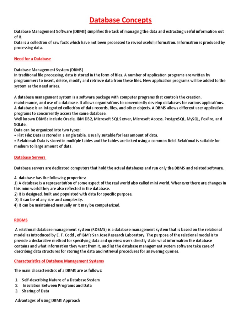 Database Concepts and RDBMS | PDF | Relational Database | Databases