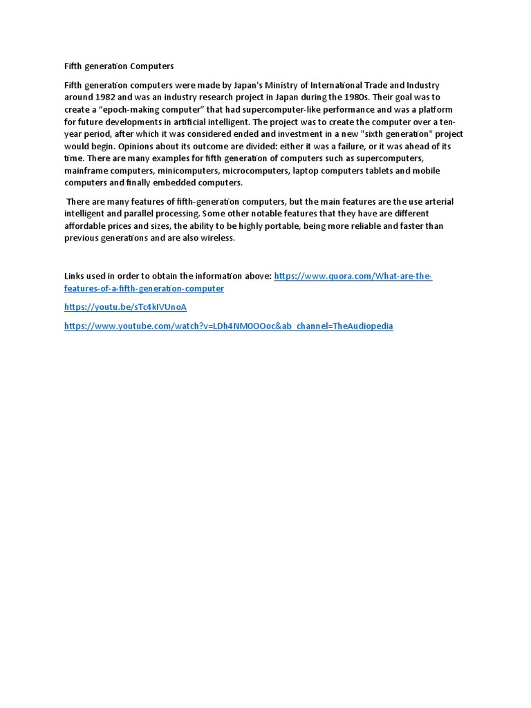 Fifth Generation Computers | PDF