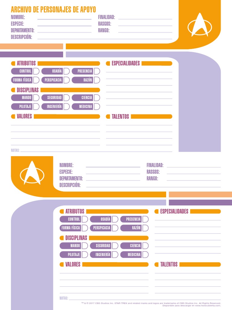 Star Trek Adventures Personaje Apoyo | PDF