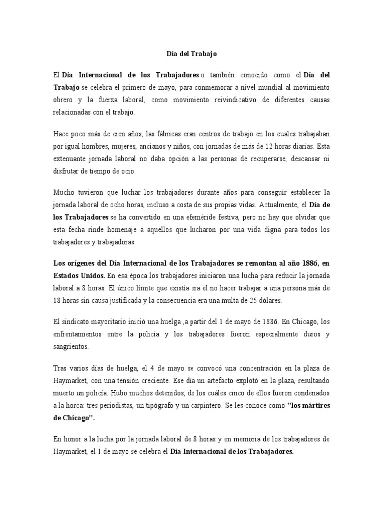 Día Del Trabajo | PDF | Organización Internacional del Trabajo ...