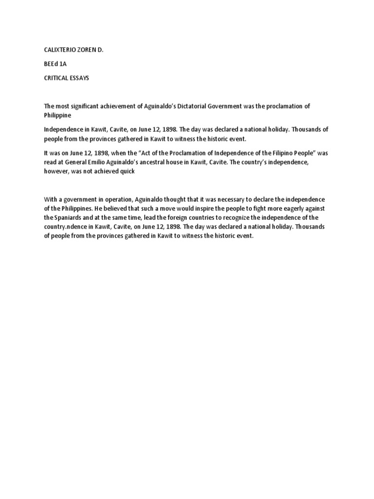 Calixterio Critical Essay | PDF