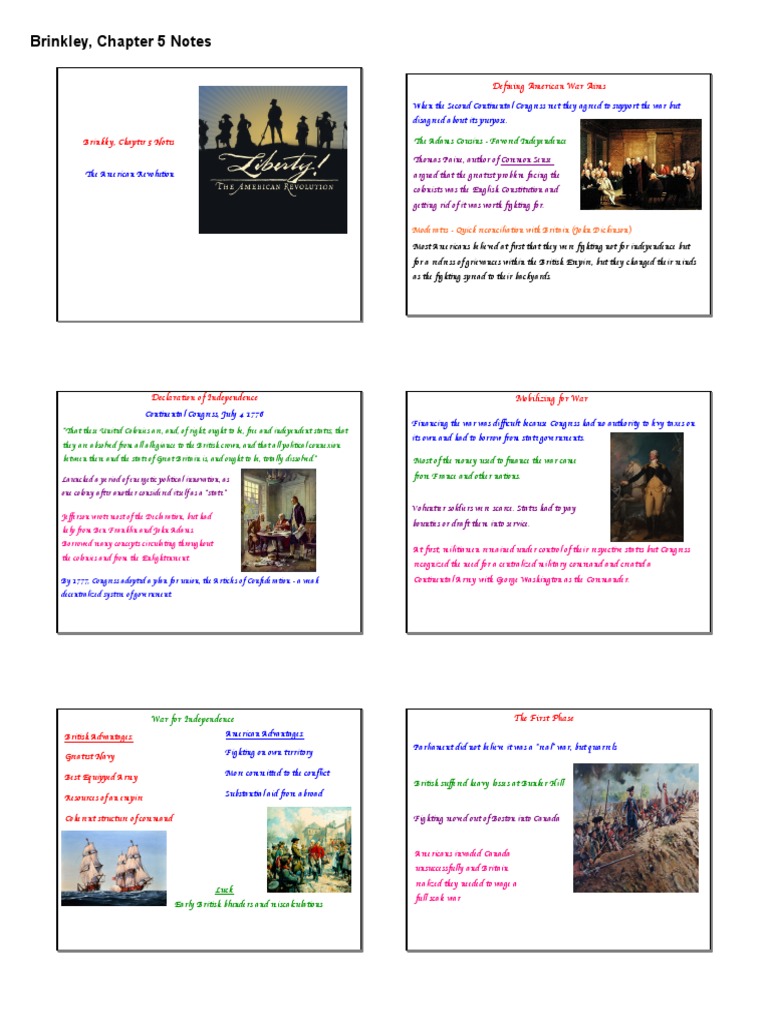 Brinkley, Chapter 5 Notes: The American Revolution | PDF | George ...