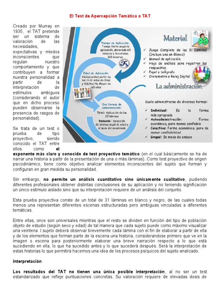 El Test de Apercepción Temática o TAT | PDF | Asunto (gramática ...
