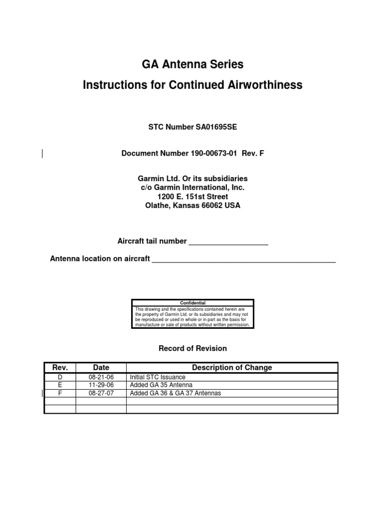 GA Antenna Series Instructions For Continued Airworthiness | PDF ...