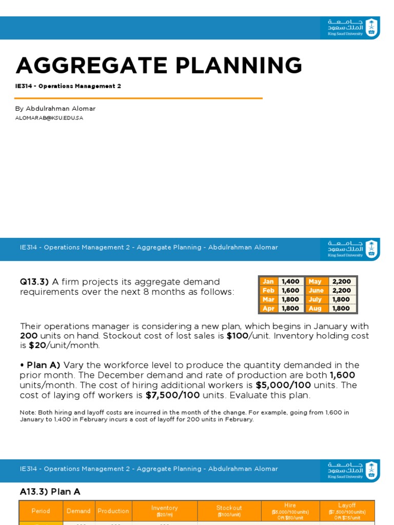 13 Aggregate Planning | PDF | Inventory | Economics