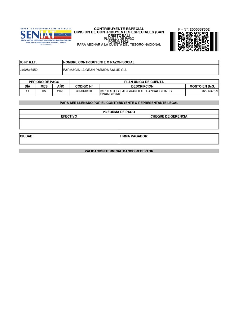 Planilla para Pago IGTF Semana Del 04 Al 10 Mayo 2020 | PDF