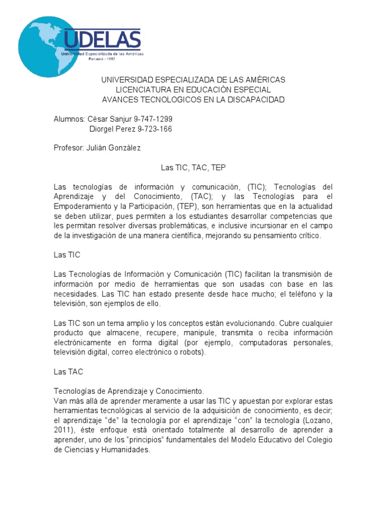 Las TIC, TAC, TEP | PDF | Tecnología de información y comunicaciones | Aprendizaje