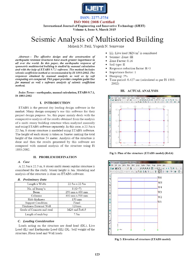 Seismic Analysis of Multistoried Building | PDF