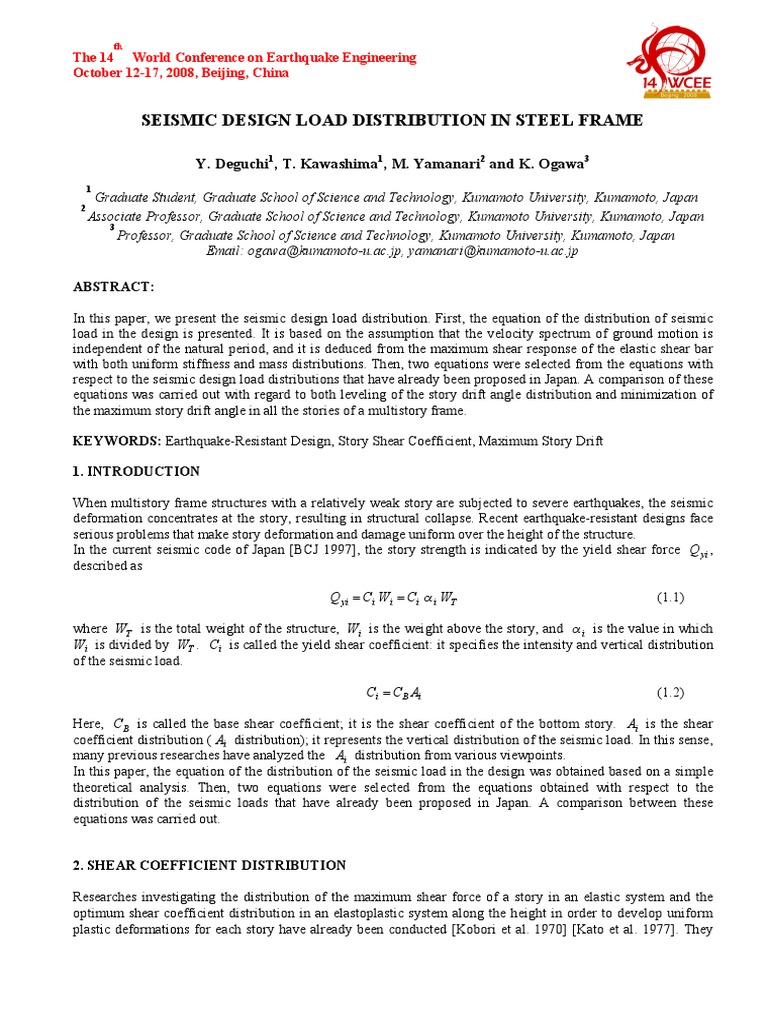 Seismic Design Load Distribution in Steel Frame | PDF | Seismology ...