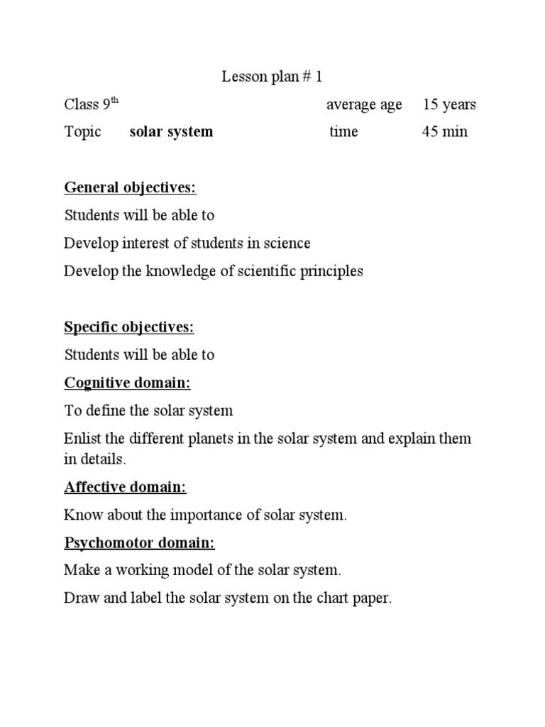 6th Grade Solar System Lesson Plan | PDF | Planets | Solar System