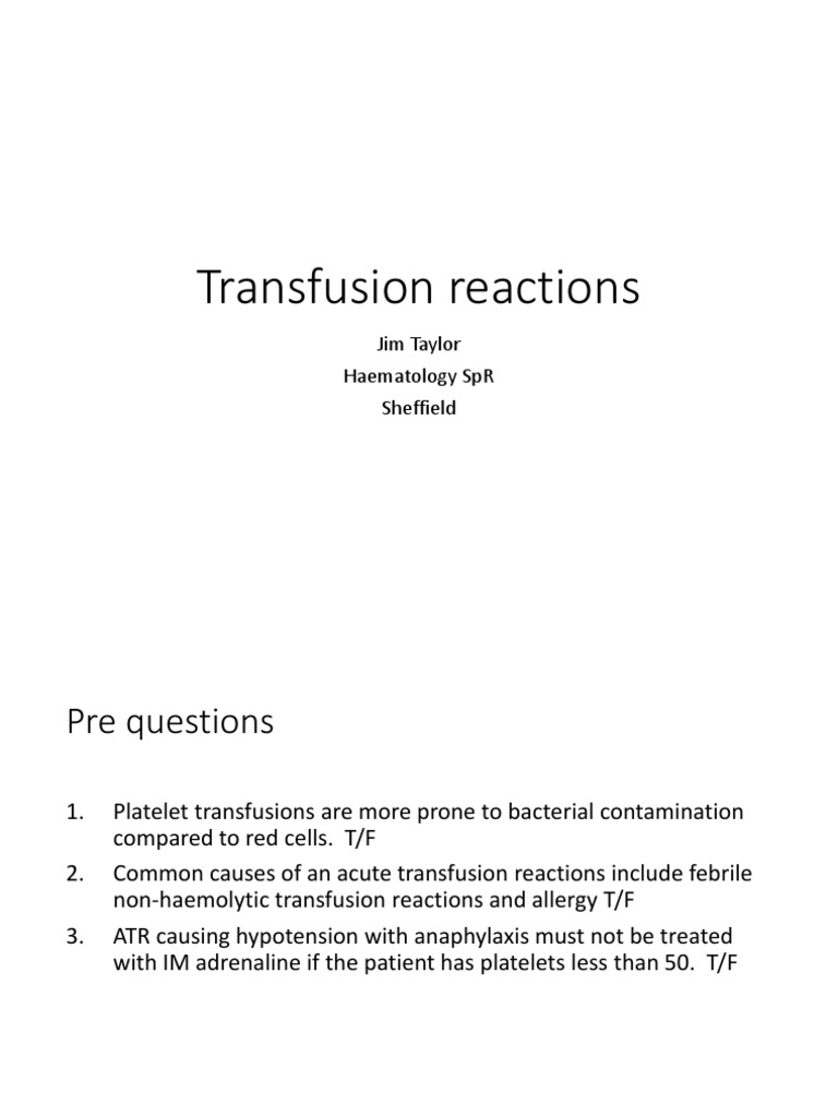 Acute Transfusion Reactions | PDF | Blood Transfusion | Allergy