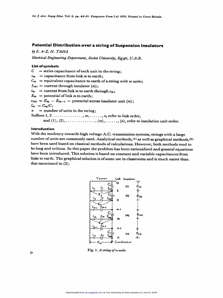 Potential Distribution Over A String of Suspension Insulators | PDF | Insulator (Electricity ...
