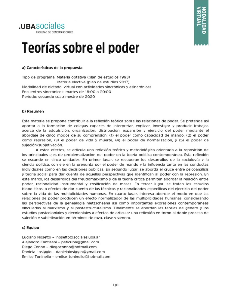 Nosetto Teorias Sobre El Poder | PDF | Estado (política) | Ciencias Políticas