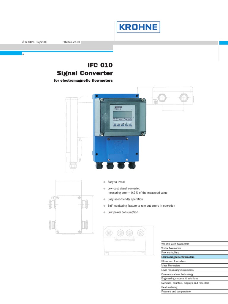 IFC 010 Signal Converter: For Electromagnetic Flowmeters | PDF | Flow ...