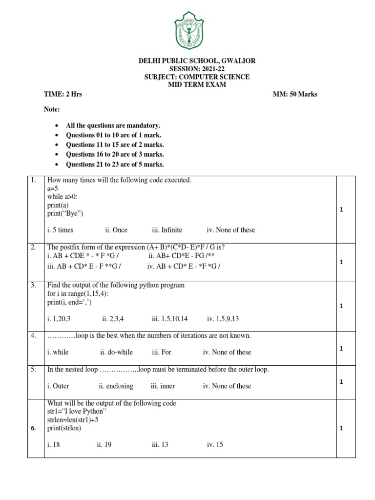 Computer Scienxii Midterm 2021 22 Descargar Gratis Pdf Computer Programming Computing