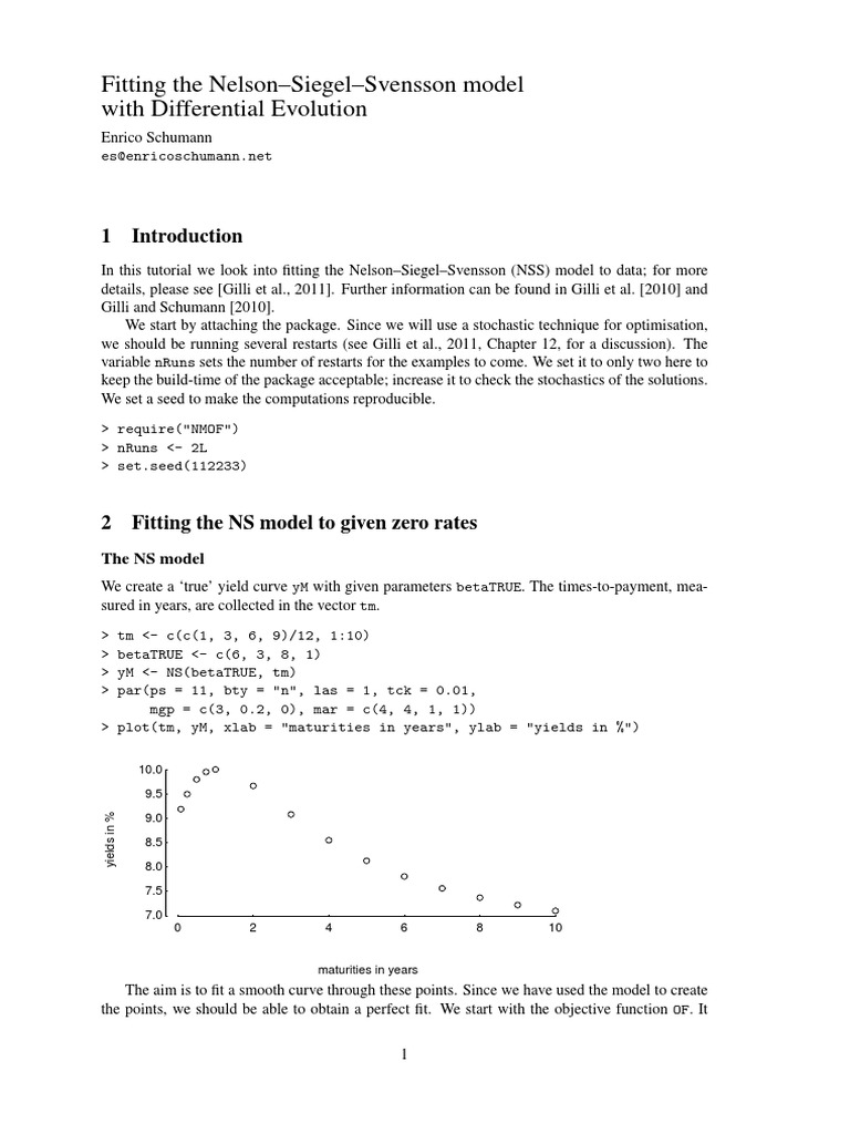 Fitting The Nelson-Siegel-Svensson Model With Differential Evolution | PDF | Applied Mathematics ...