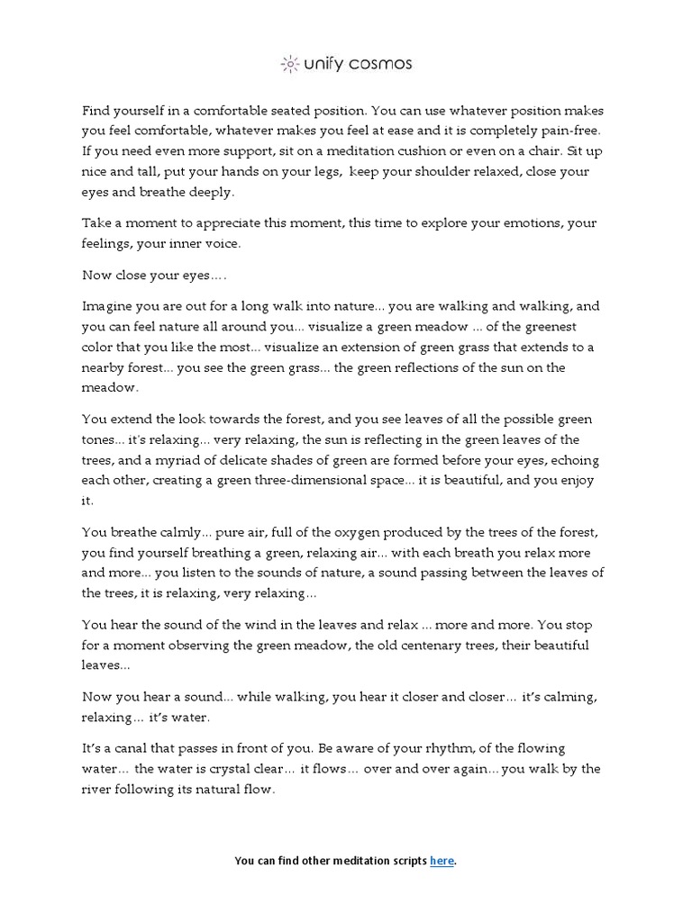Visualization Meditation Script PDF | PDF | Sea