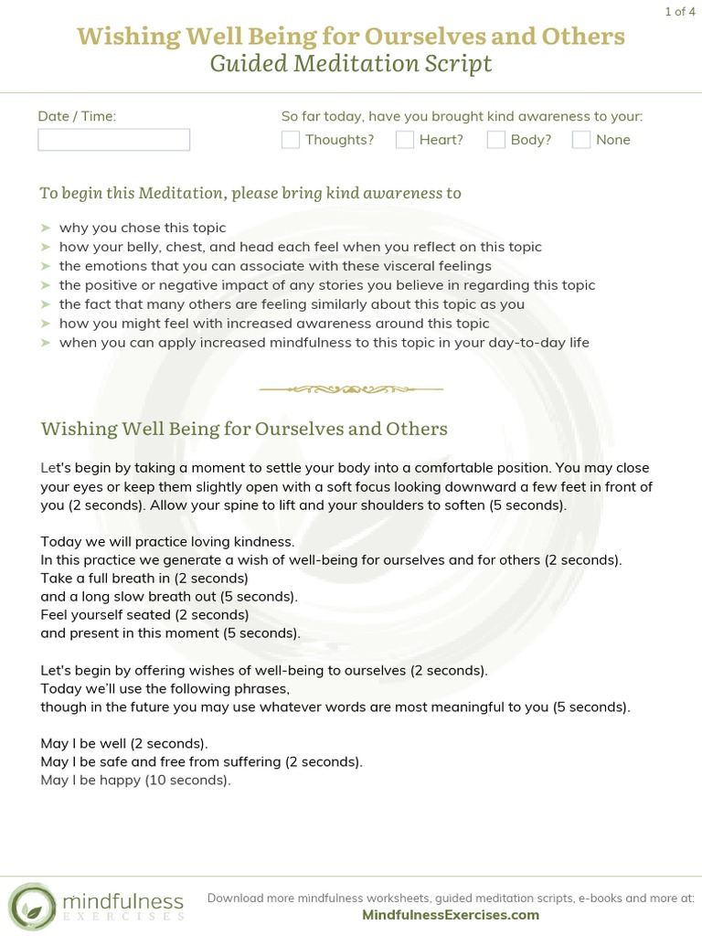 Wishing Well Being For Ourselves and Others | PDF | Mindfulness ...