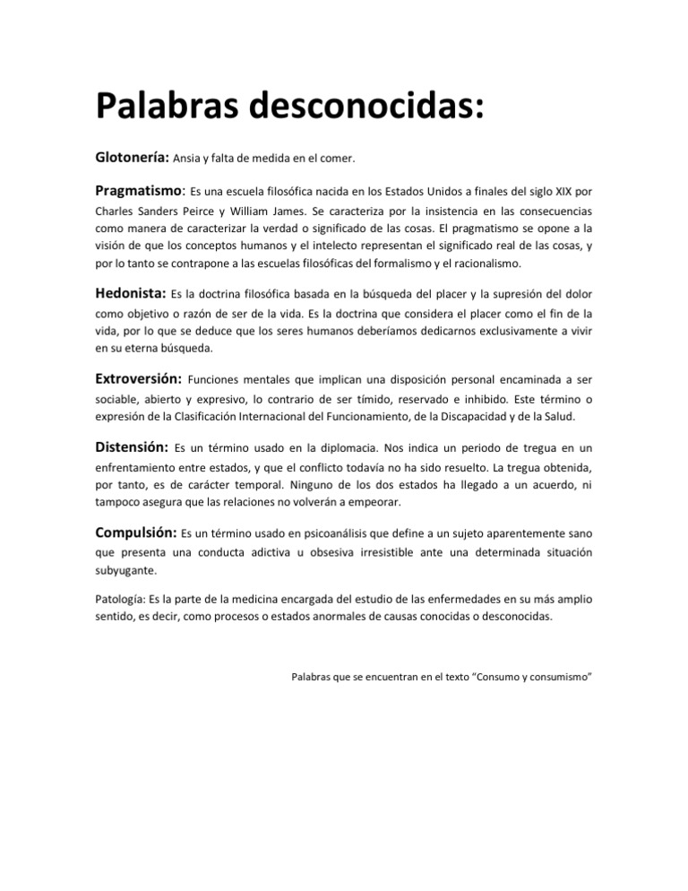 Palabras Desconocidas | PDF