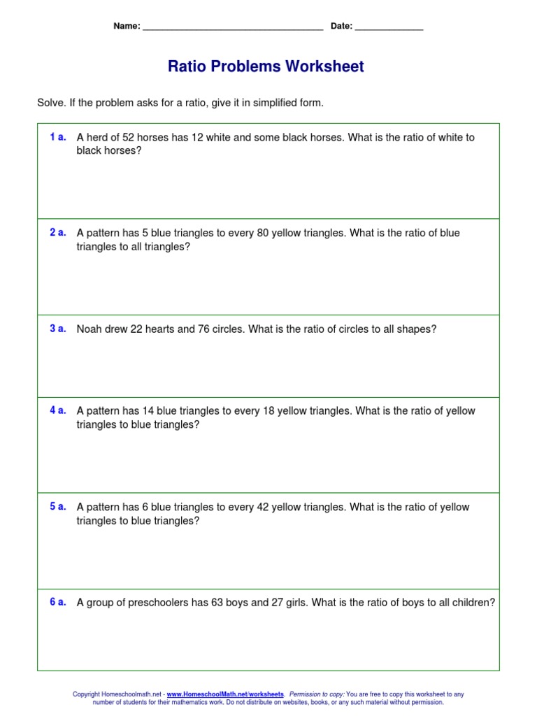 What Is The Ratio Given in Word Problem Worksheet | PDF