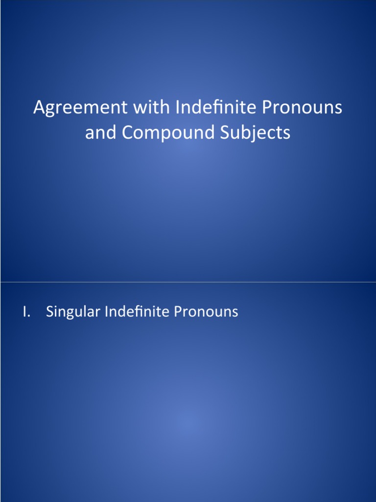 Agreement With Indefinite Pronouns and Compound Subjects | PDF ...