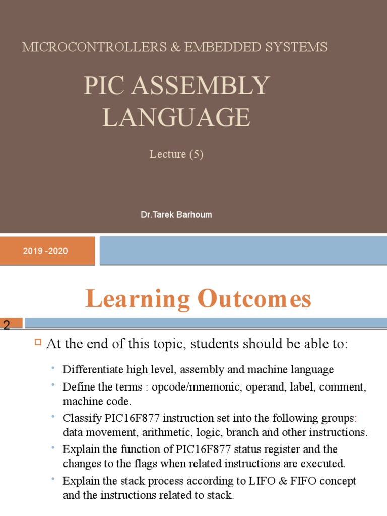 Assembly Language For Pic16f877a Microcontroller | Download Free PDF ...