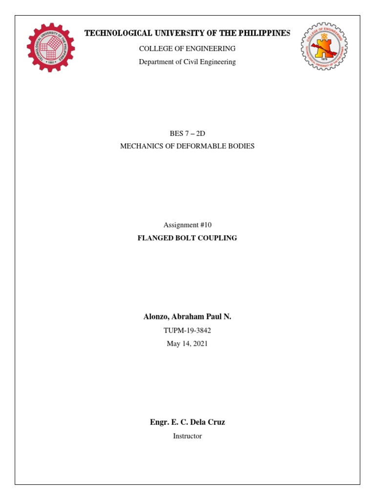 Alonzo Bsce-2d Assignment 10 | PDF | Screw | Stress (Mechanics)