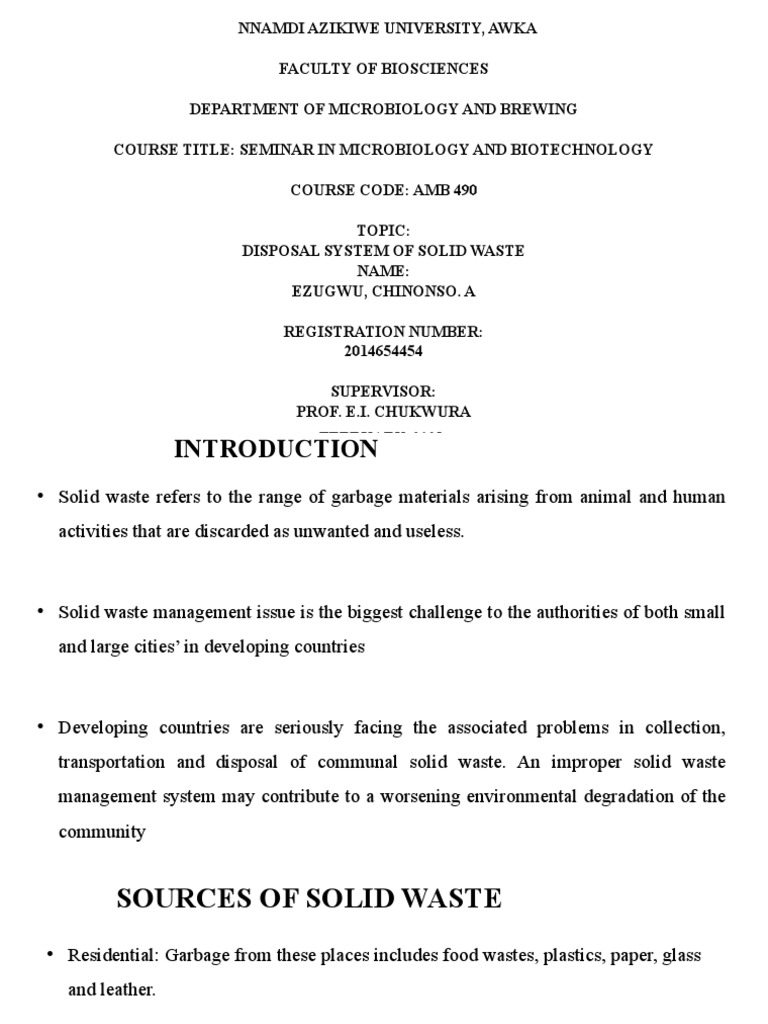 Solid Waste Presentation | PDF | Waste Management | Waste