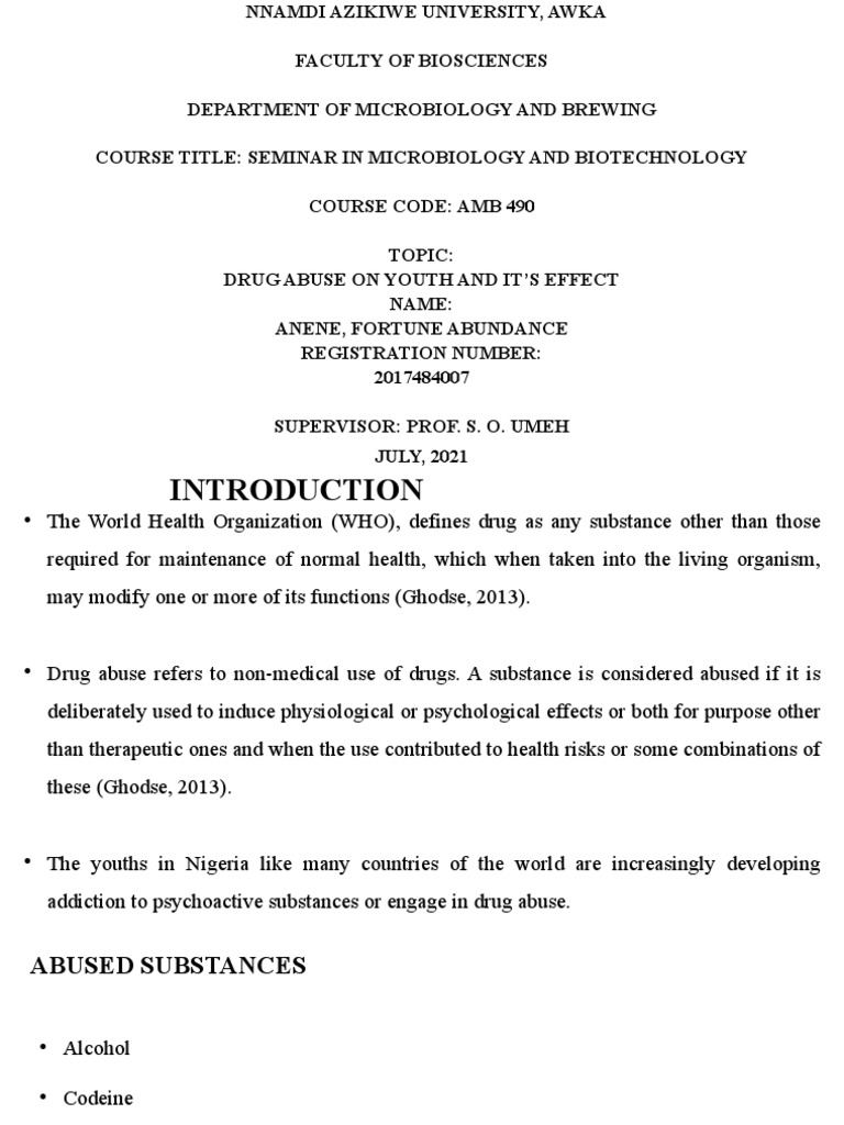 Drug Abuse Presentation | PDF | Substance Abuse | Drugs