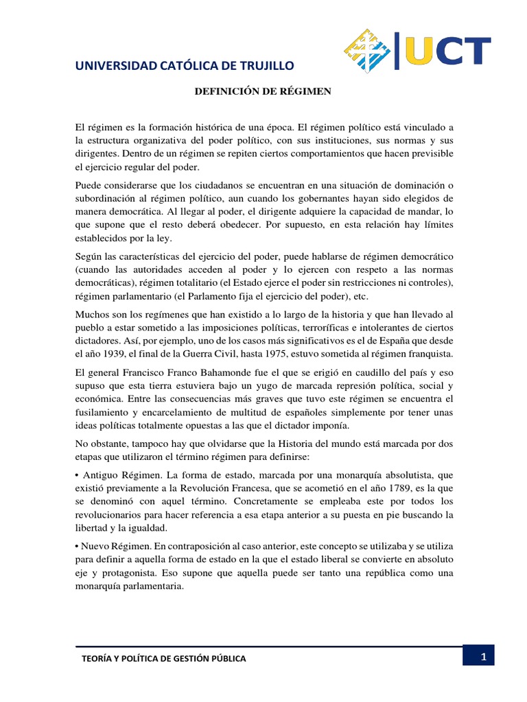 Definición de Régimen y Régimen Político | PDF | Gobierno | Estado ...