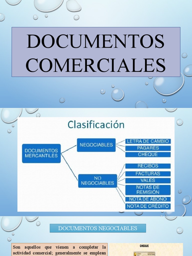 Clasificación de Documentos Comerciales | PDF | Cheque | Bancos