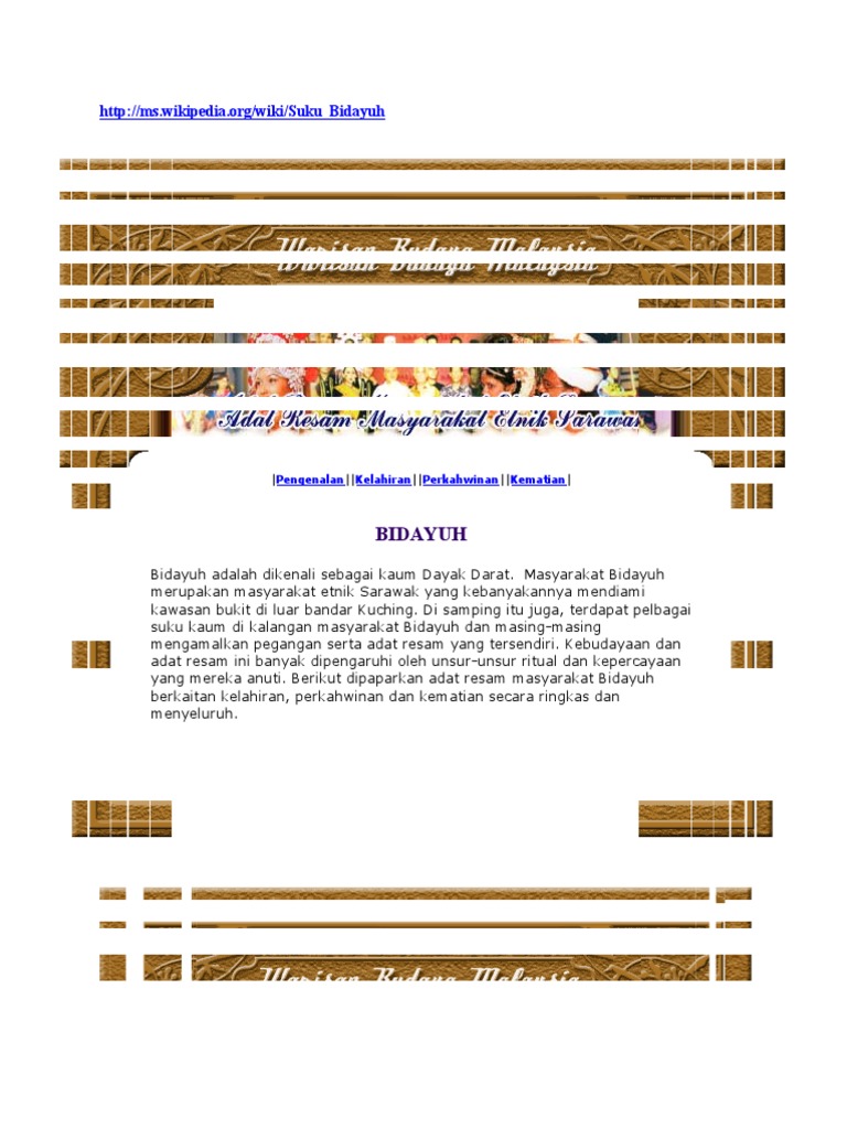 Adat Bidayuh: Kelahiran & Perkahwinan | PDF