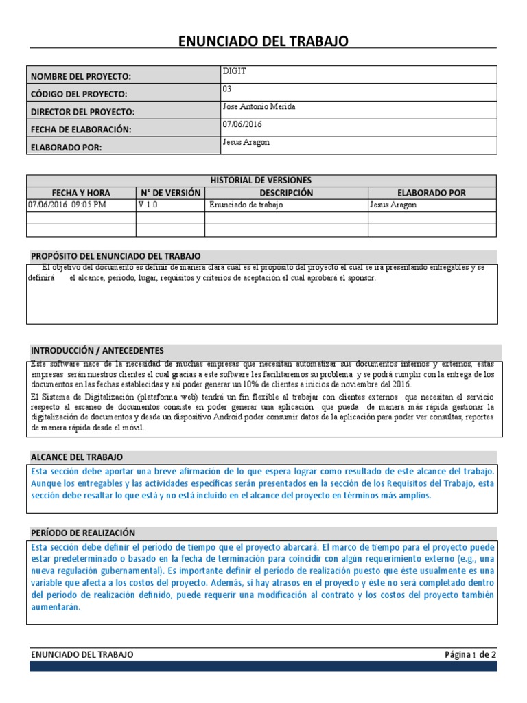 Plantilla SOW 3976 | PDF | Software | Software de la aplicacion