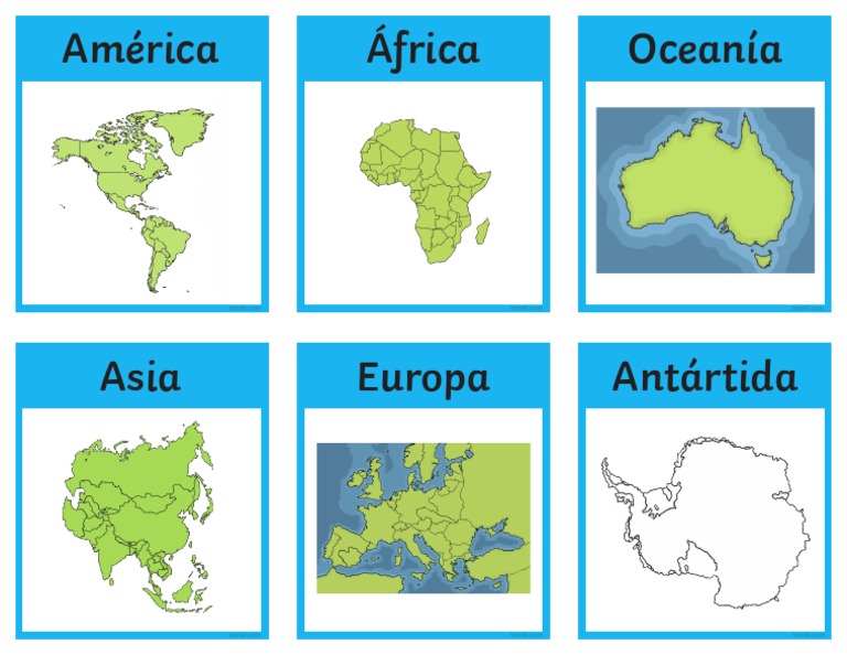 Tarjetas Educativas Los Continentes | PDF