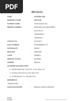 Simple Biodata Format | PDF