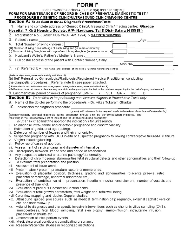 FORM F New | PDF | Pregnancy | Fetus