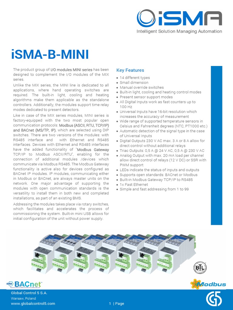 iSMA-B-MINI Datasheet V2.4 | PDF | Computing | Electricity
