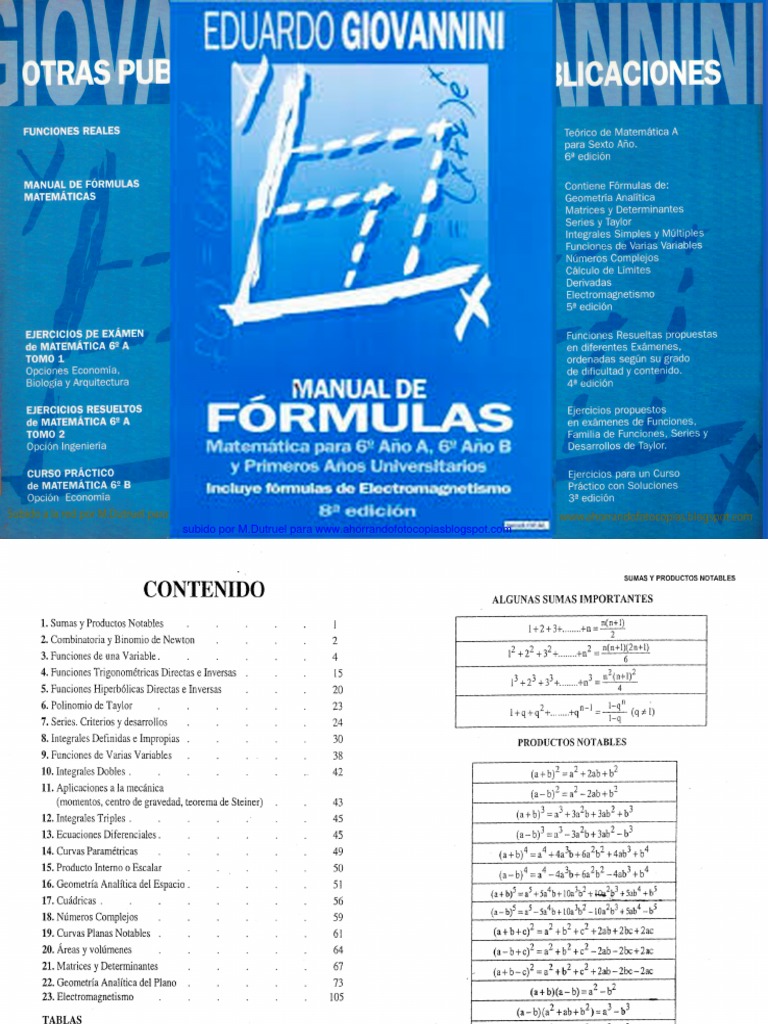 Manual de Fórmulas - Matemática para 6º Año A, 6º Año B y Primeros Años ...
