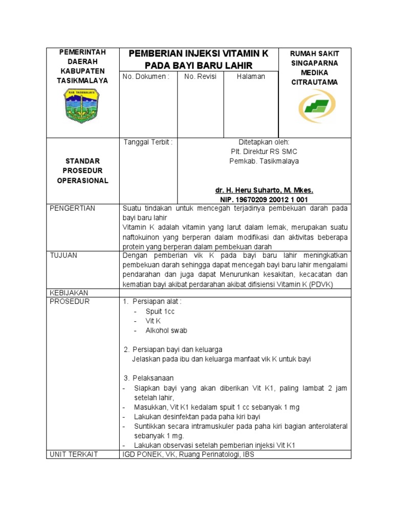 Sop Vit K Dan Imunisasi HB o | PDF