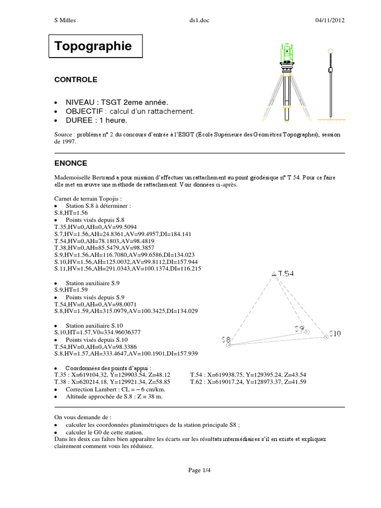 Calcul de Rattachement Topographique | PDF | Géodésie | Géophysique