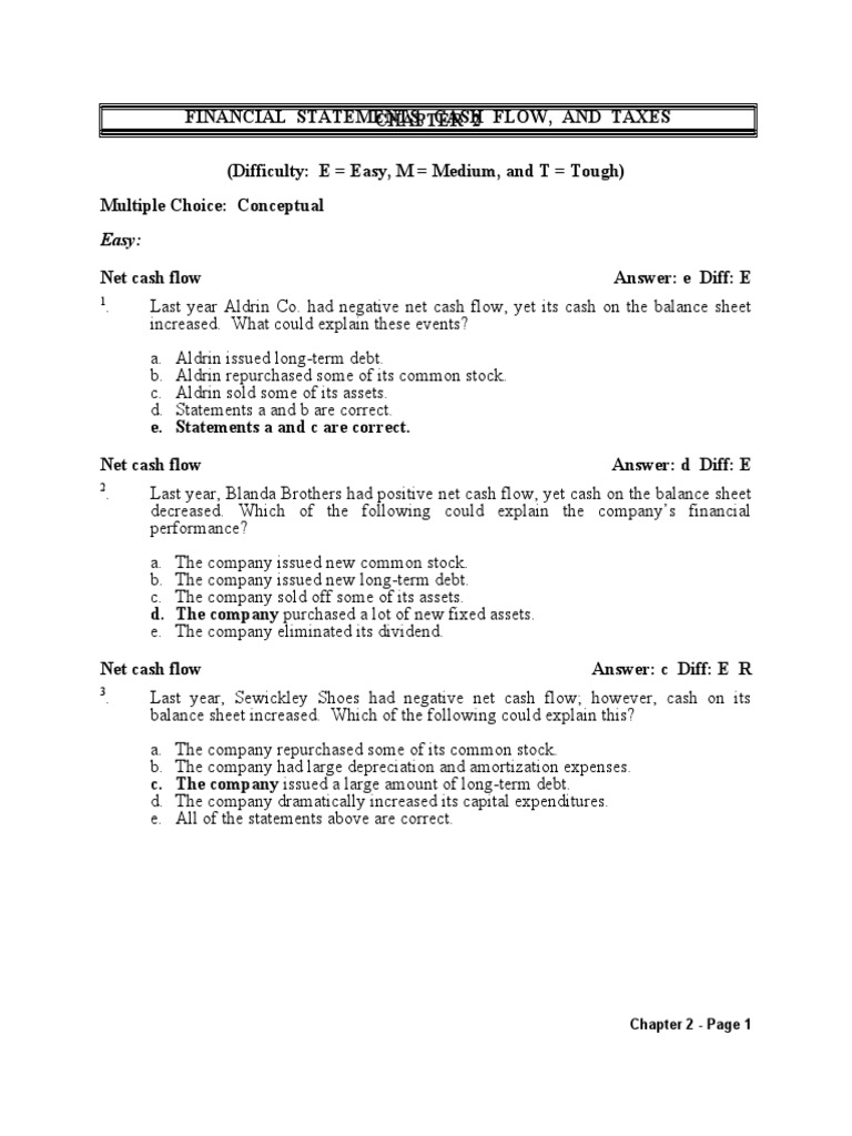 TB - Chapter02 - Financial Statements, Cash Flow, and Taxes | PDF ...