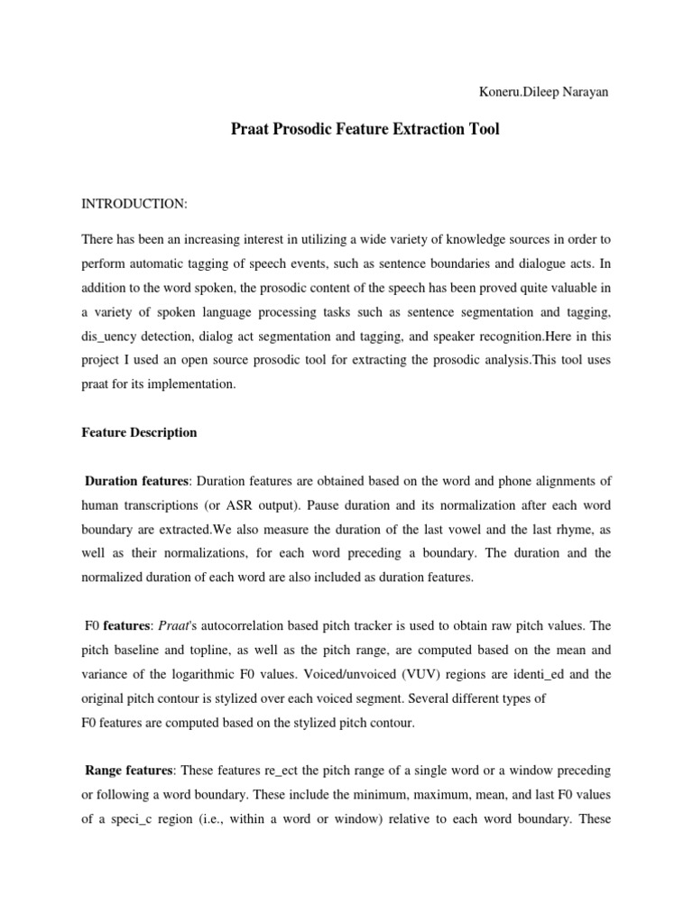 Praat Prosodic Feature Extraction Tool | PDF | Computer File | Statistics