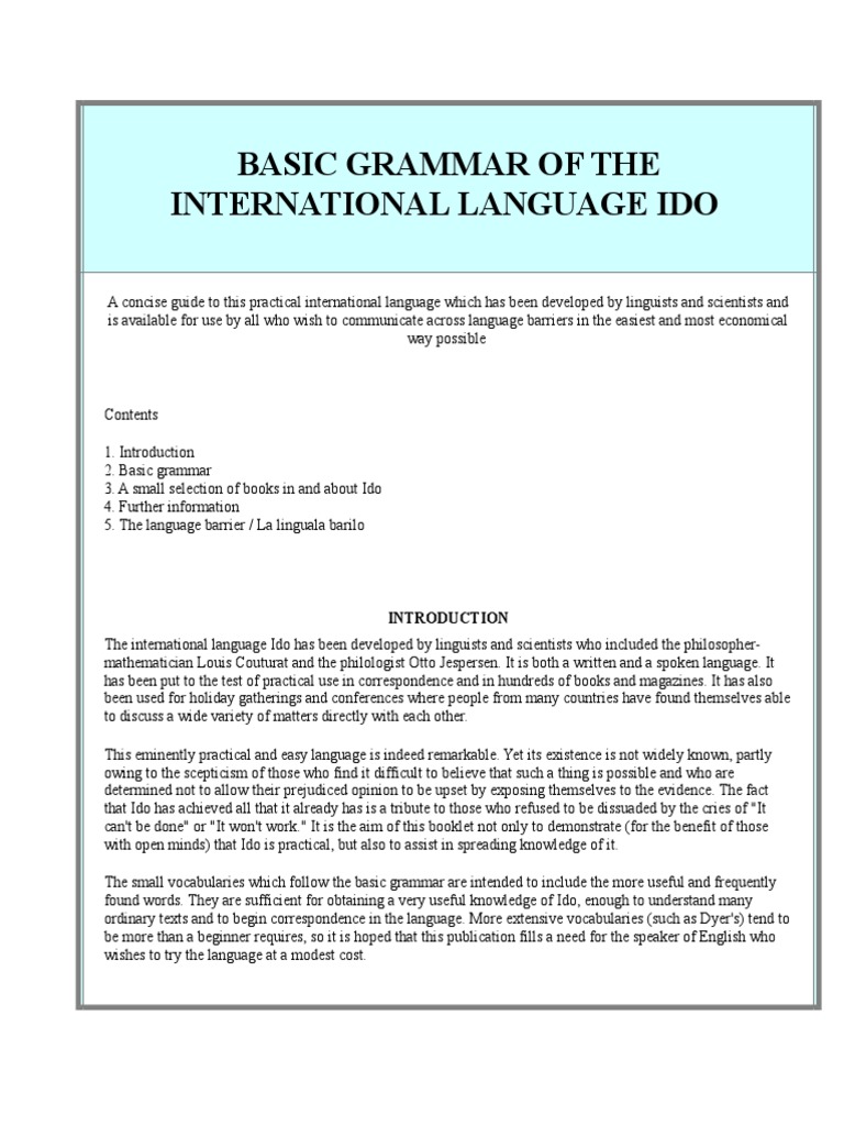 Basic Ido Grammer | Download Free PDF | English Language | Adjective