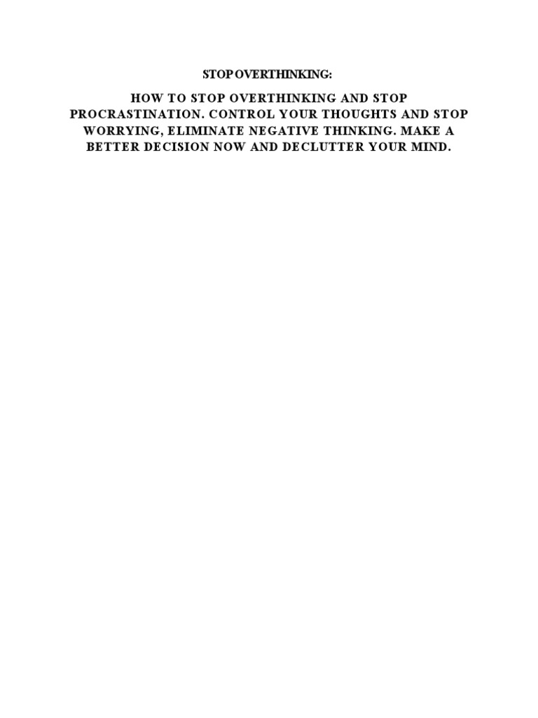 Stop Overthinking | PDF | Anxiety | Mindfulness